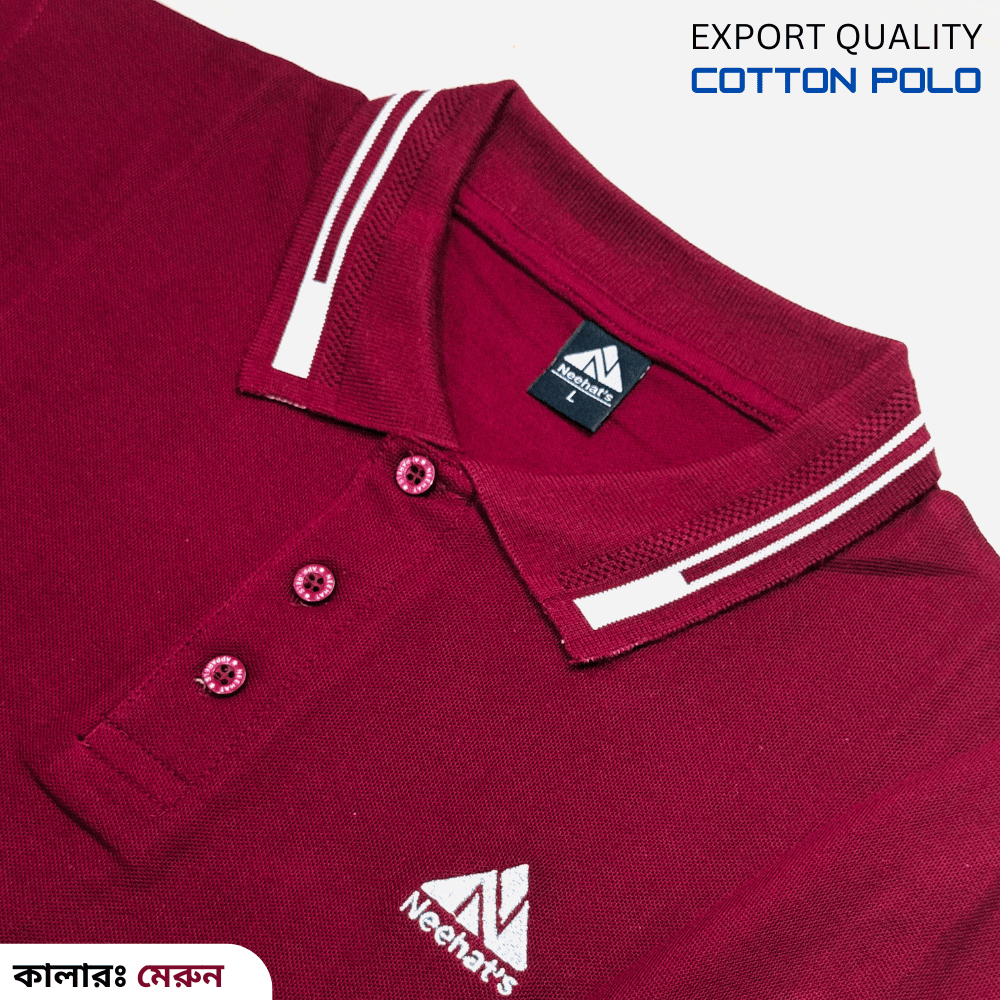 Cotton Polo T Shirt – Meroon Colour - Neehats